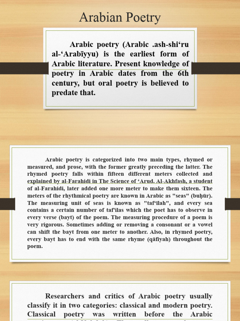 Overview of Arabic Poetry Traditions | PDF | Poetry | Arabs
