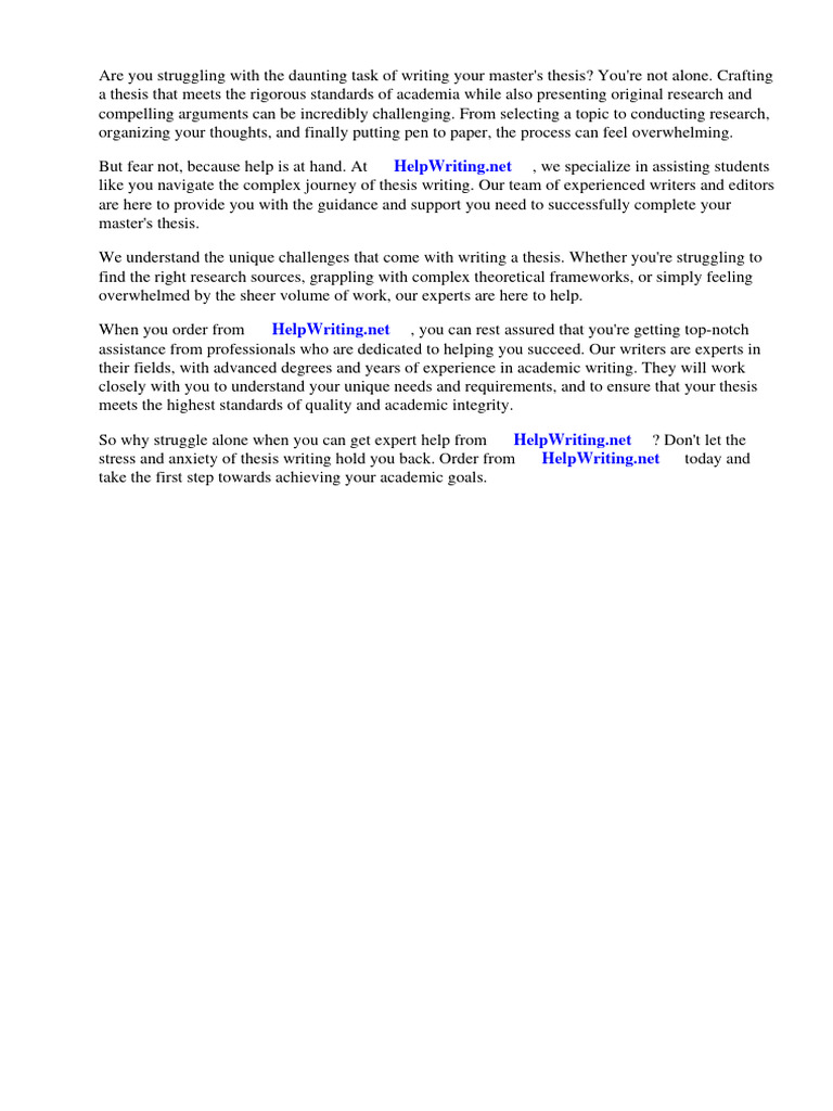 Master Thesis Writing Guide | PDF