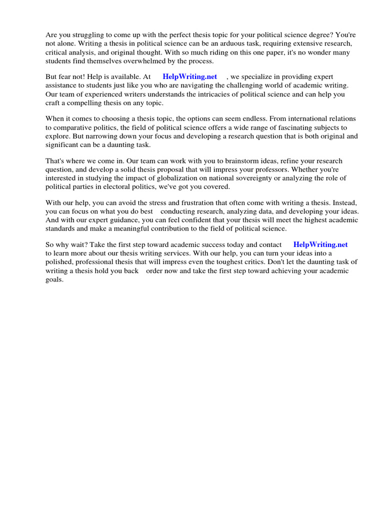 Best Thesis Topics For Political Science | PDF | Thesis | Science