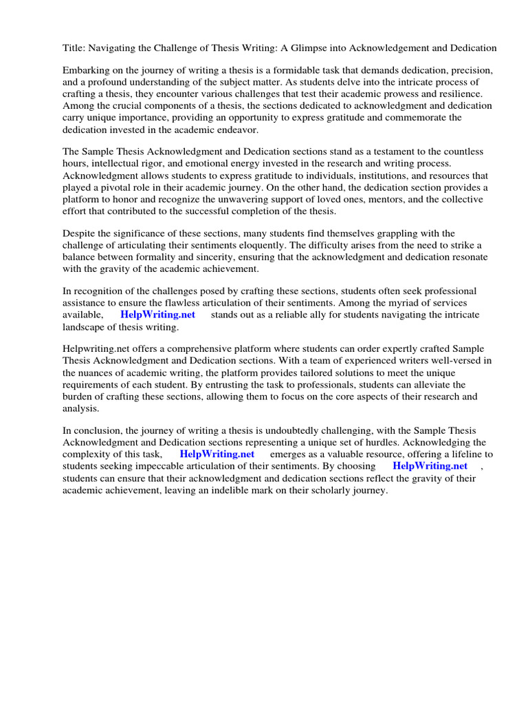 Sample Thesis Acknowledgement and Dedication | PDF | Business | Art