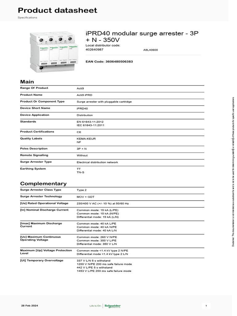 Schneider Electric - iPF-iPRD - A9L40600 | PDF