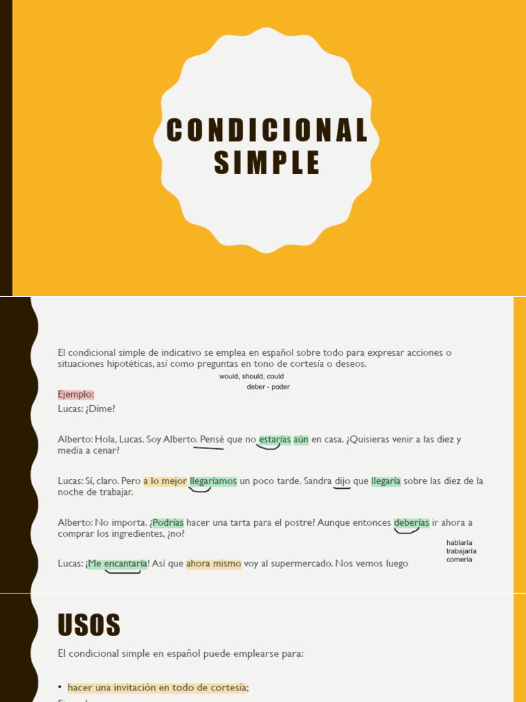 Condicional Simple Español | PDF | Verbo | Lingüística