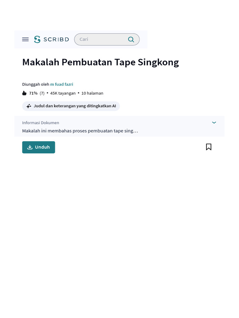 Proses Pembuatan Tape Singkong | PDF