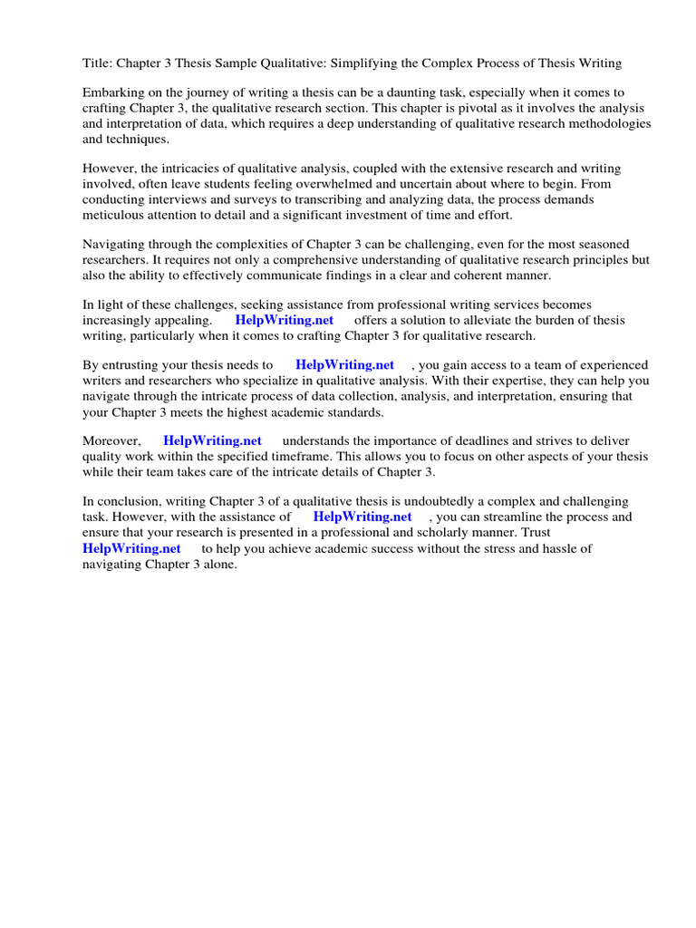 Chapter 3 Thesis Sample Qualitative | PDF | Methodology | Qualitative ...
