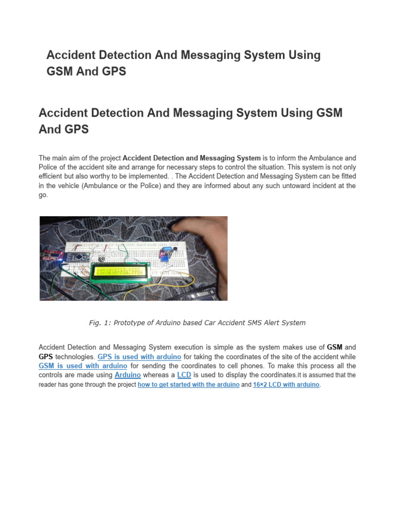 Accident Detection And Messaging System Using Gsm And Gps Pdf