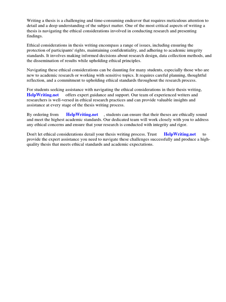 Thesis Ethical Considerations | PDF