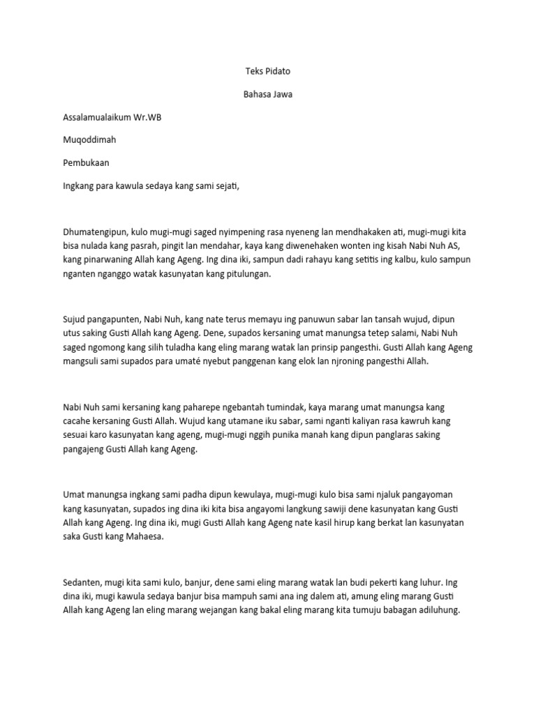Teks Pidato Bahasa Jawa | PDF
