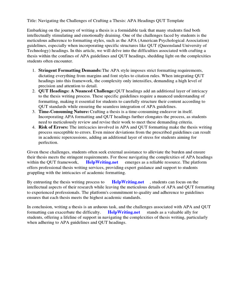 Thesis Template Apa Headings Qut | PDF | Apa Style | Thesis