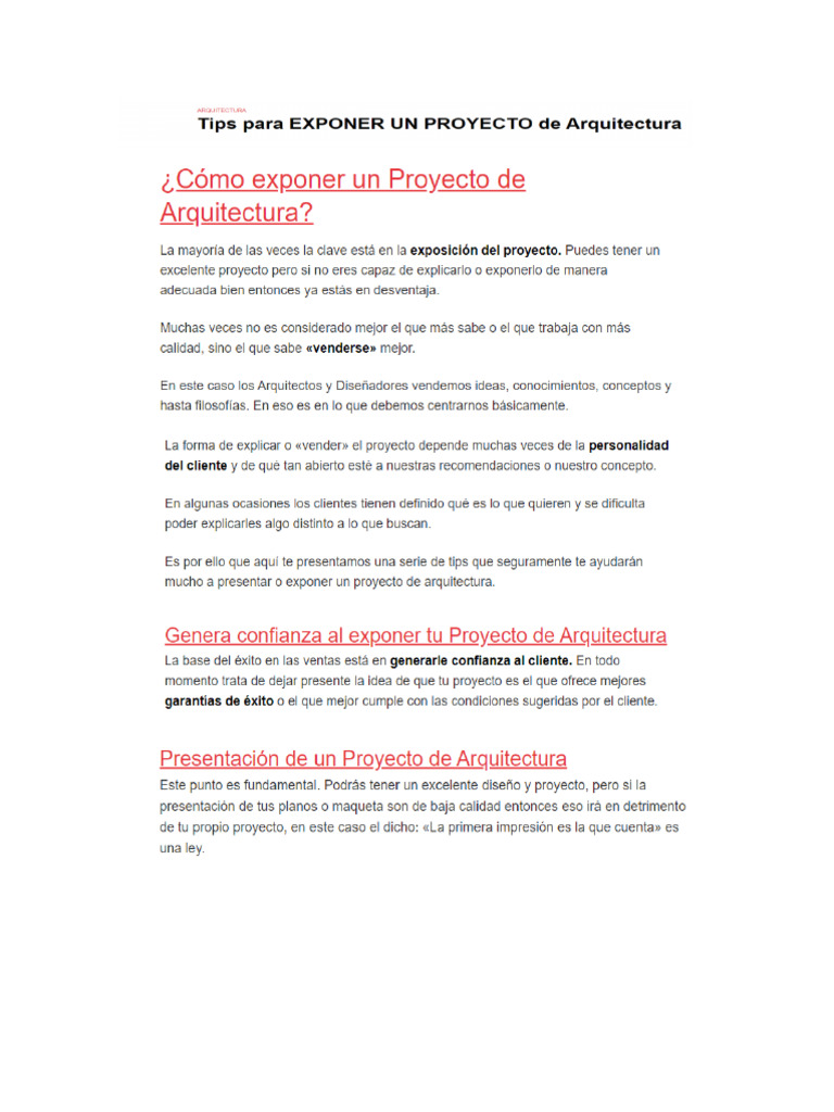 Tips para Exponer Un Proyecto Arq. | PDF