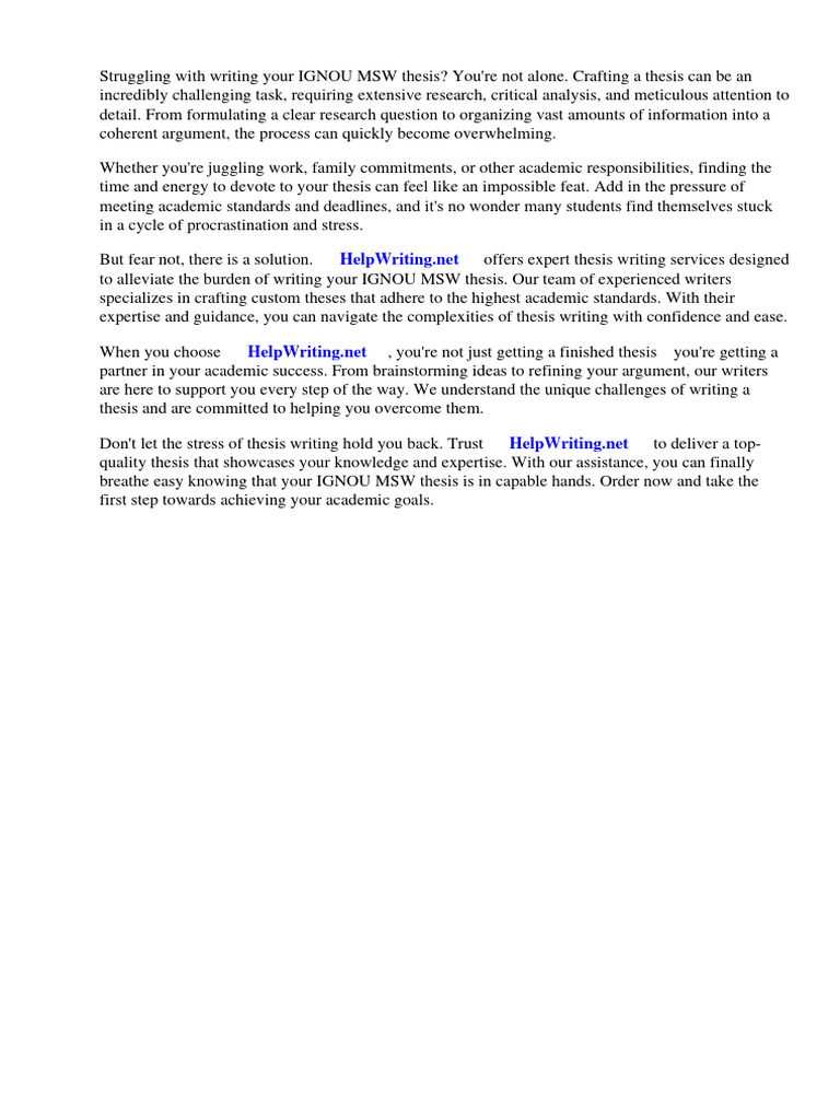 Ignou MSW Thesis | PDF