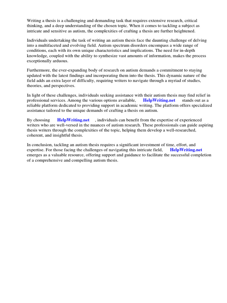 Autism Thesis Writing Guide | PDF