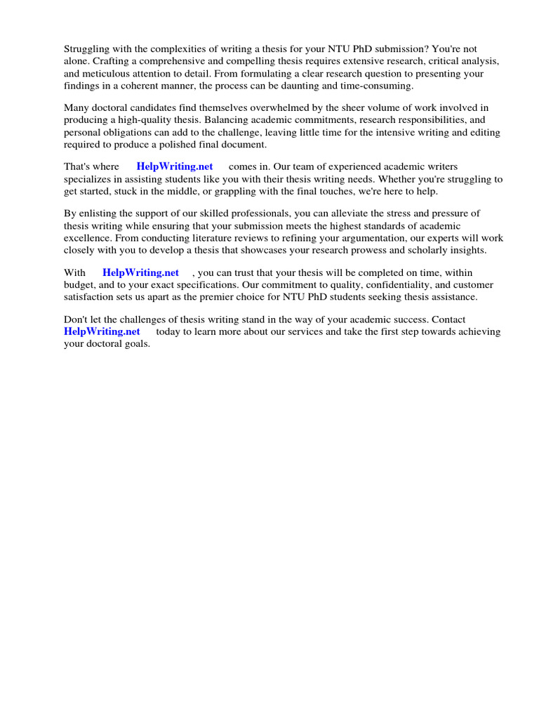 Ntu PHD Thesis Submission | PDF