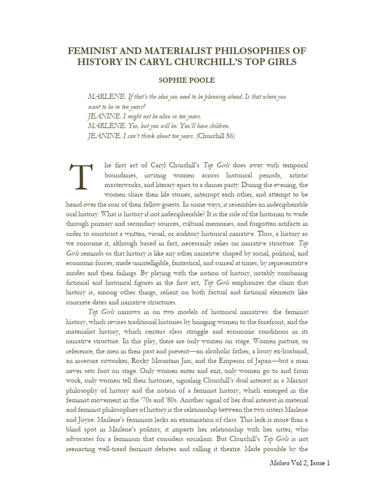 Poole Feminist and Materialist Philosophies of History in Caryl ...