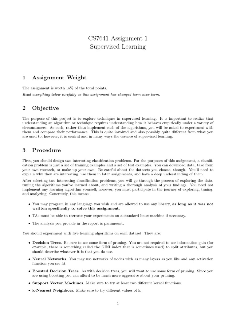 7641 Assignment 1 | PDF | Machine Learning | Algorithms