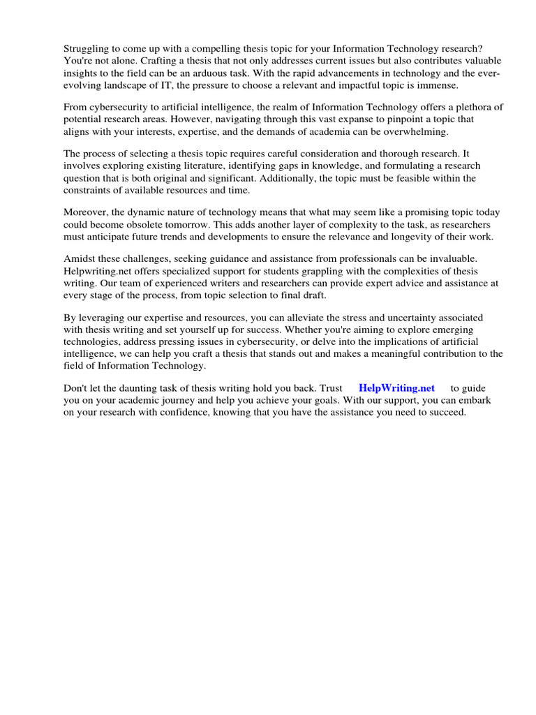 Thesis Topic List For Information Technology | PDF