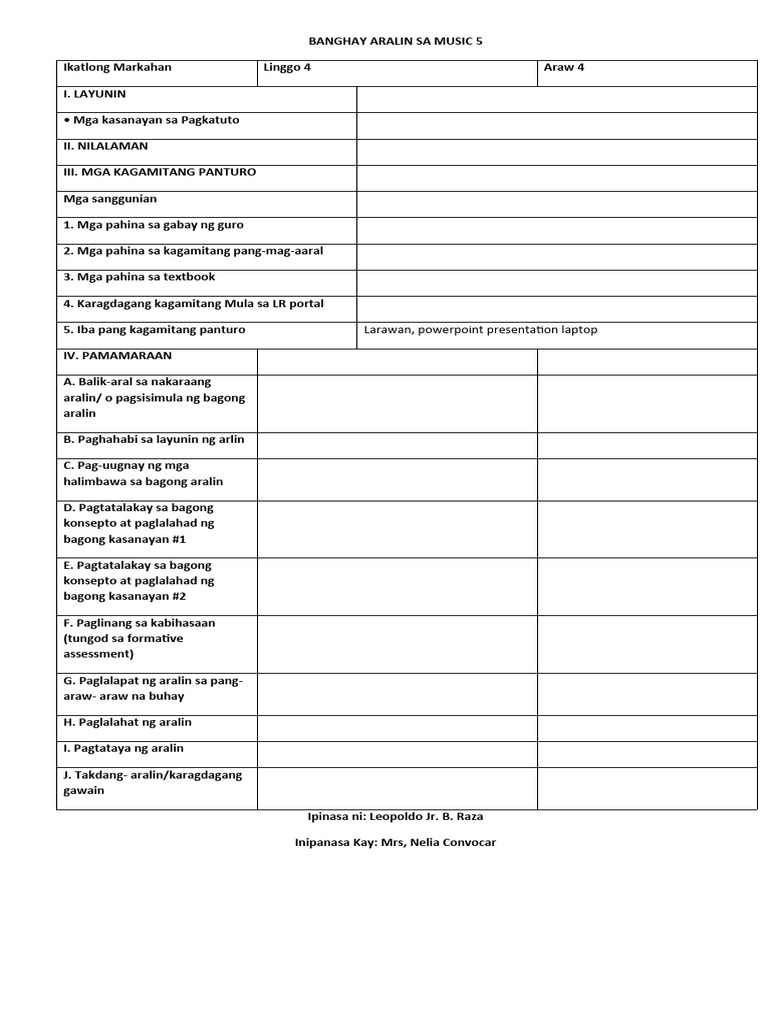 Banghay Aralin Filipino Format | PDF