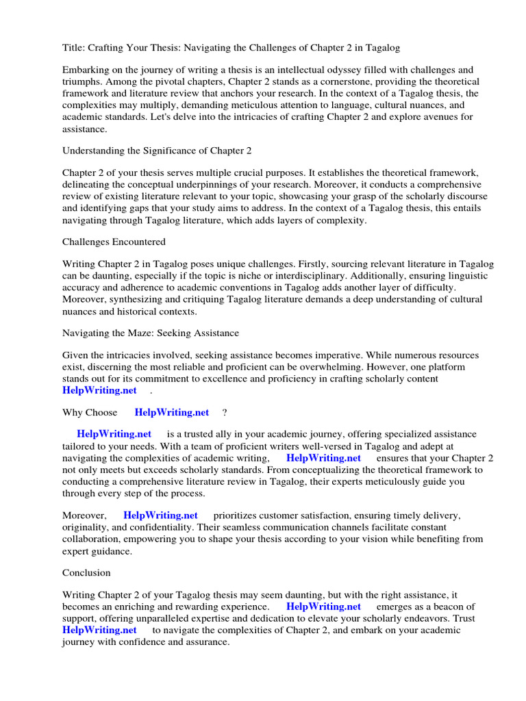 Thesis Sample Chapter 2 Tagalog | PDF