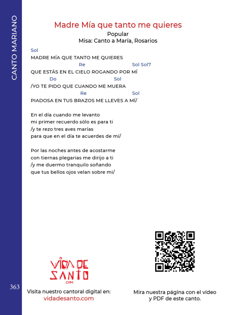 Madre Mia Que Tanto Me Quieres Letra Pdf