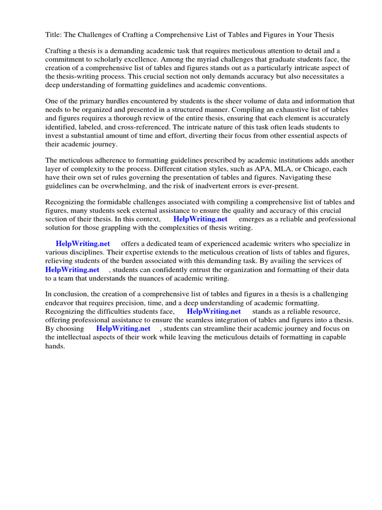 Thesis Tables & Figures Challenges | PDF
