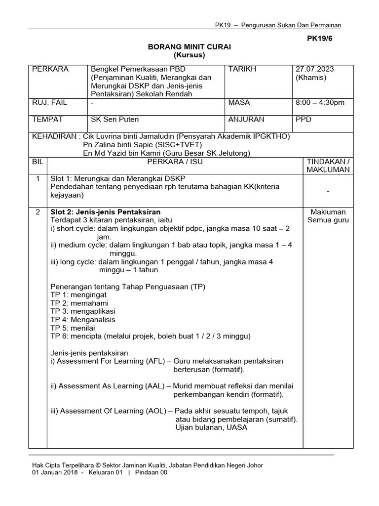 Bengkel Pemerkasaan PBD | PDF
