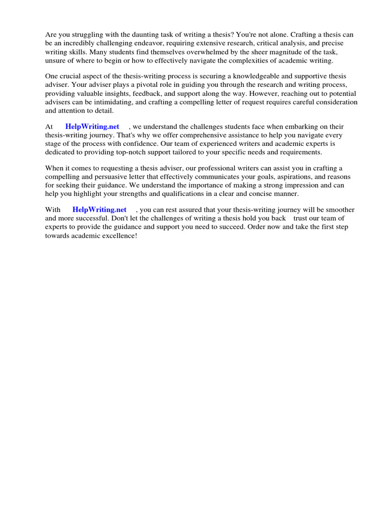 Sample Letter of Request For Thesis Adviser | PDF