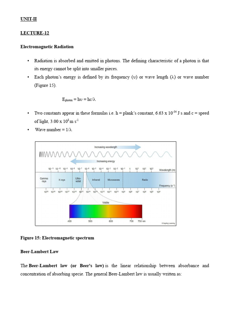 Unit-Ii Lecture-12 Electromagnetic Radiation: Photon | PDF | Infrared Spectroscopy | Raman ...