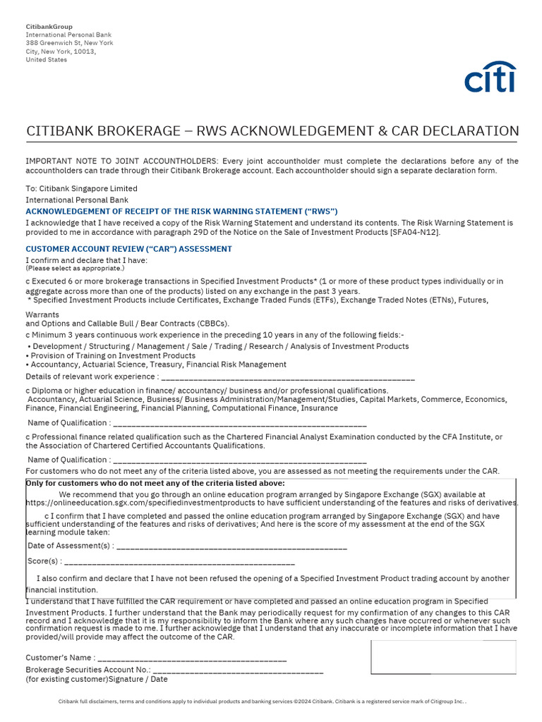 IPB Car Letter Form PDF | PDF | Investment Fund | Investing