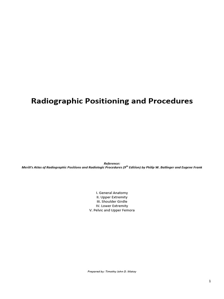 Review Notes - Radiographic Positioning and Radiologic Procedures I PDF ...