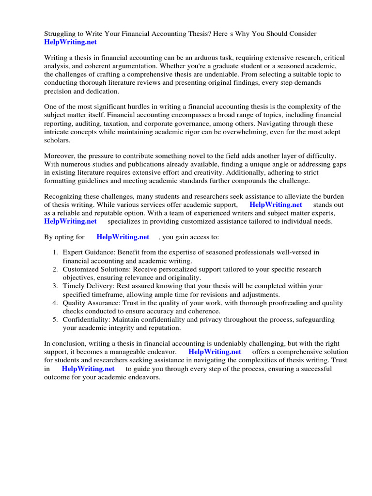 Financial Accounting Thesis Help | PDF | Thesis | Accounting