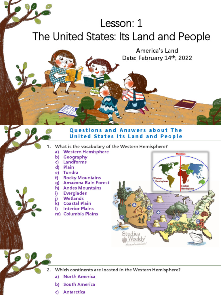 Lesson 1 The United States Its Land and People February 14th 2022 | PDF