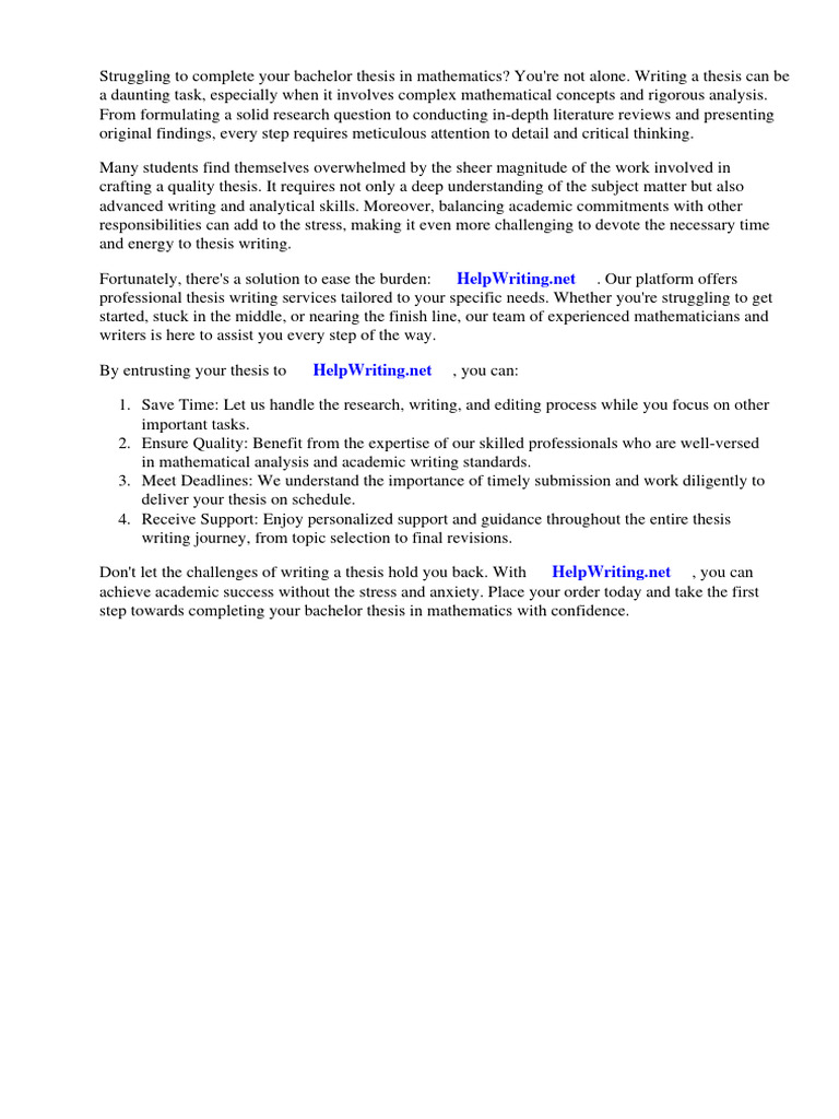 Bachelor Thesis Example Mathematics | PDF