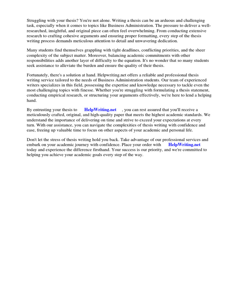 Example Thesis Title For Business Administration Students | PDF ...