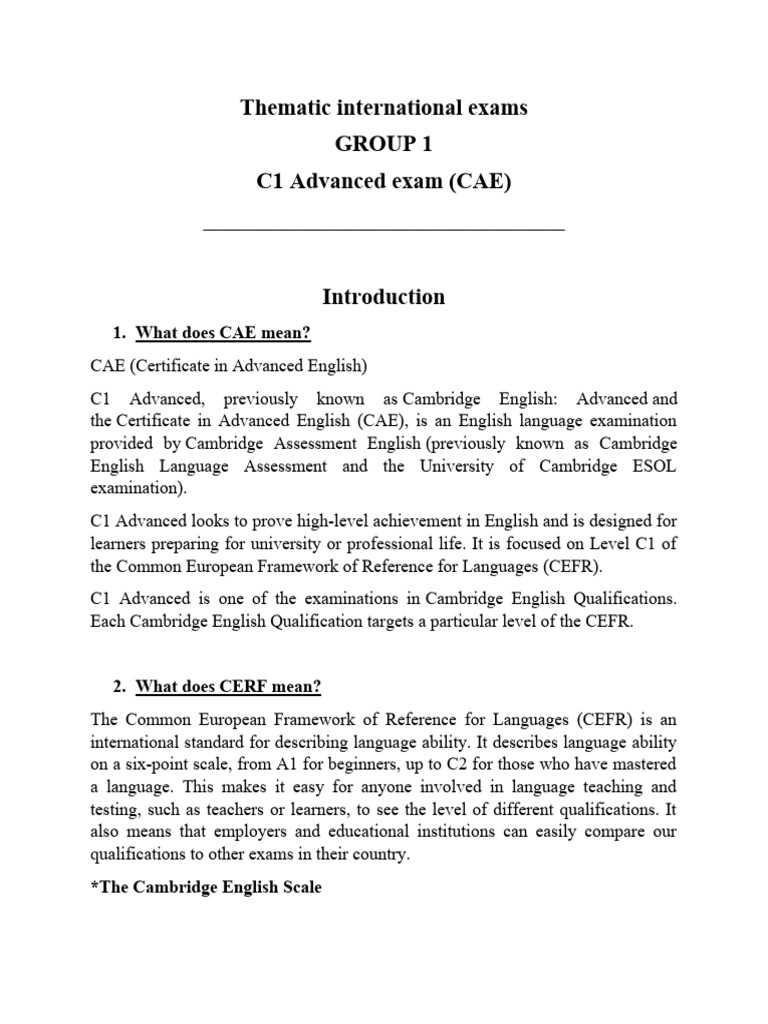 Group 1 (CAE Exam) | PDF