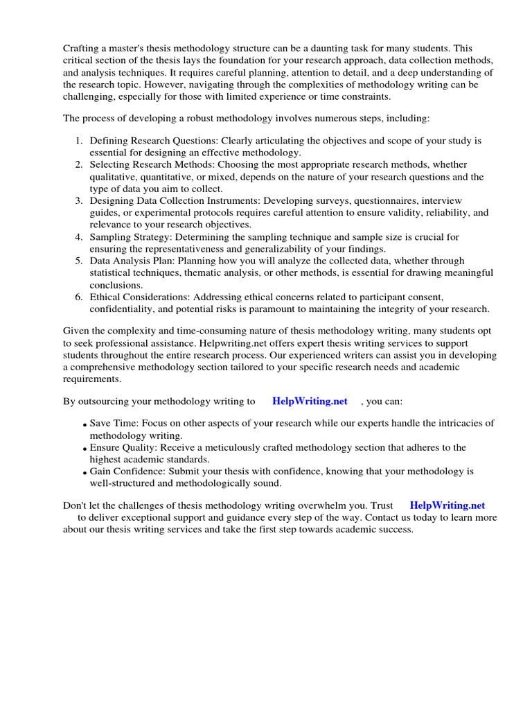 Master Thesis Methodology Structure | PDF | Methodology | Thesis