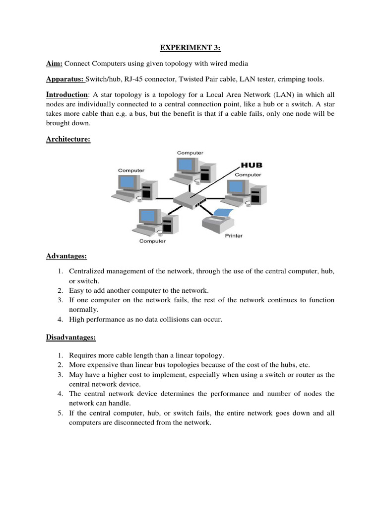 EXPERIMENT 3 Star Topology New | PDF | Network Topology | Computer Network