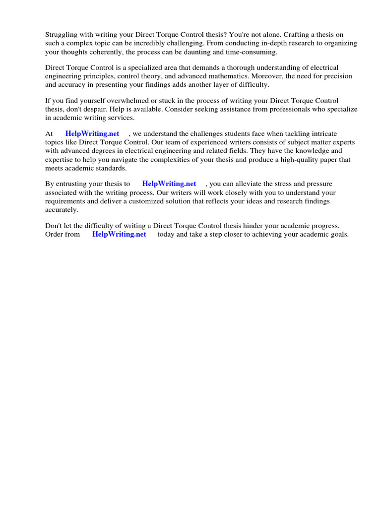 Direct Torque Control Thesis | PDF Direct Torque Control Thesis | PDF