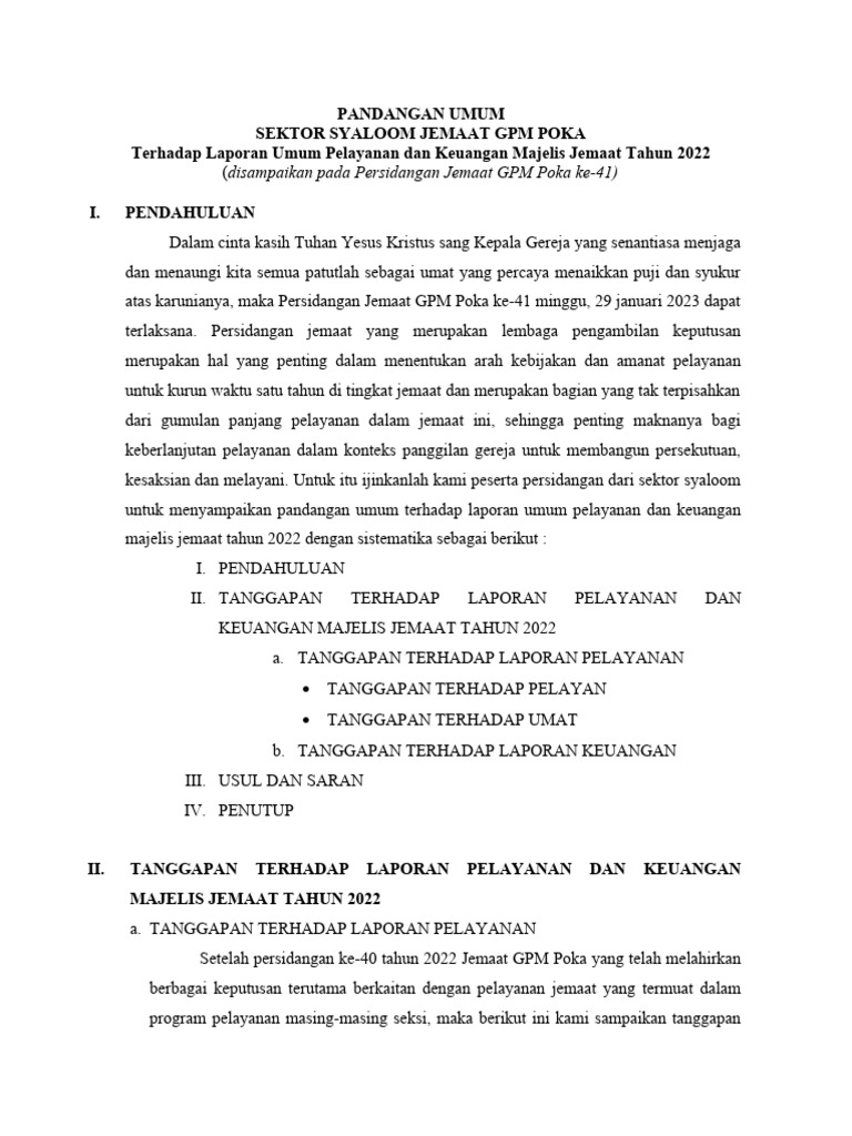 Pandangan Umum Sektor Syaloom 2022 | PDF