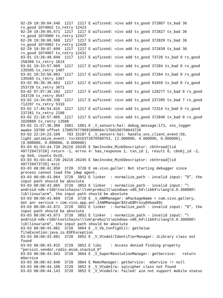 Vivo Device Error Log Analysis | PDF
