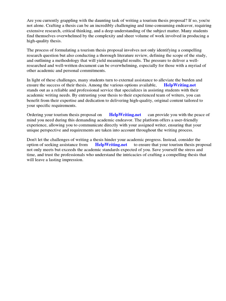 Tourism Thesis Proposal Example | PDF | Tourism | Thesis