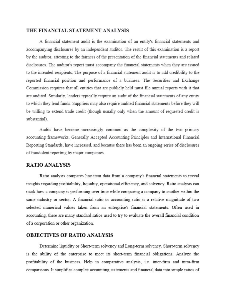 The Financial Statement Analysis | PDF | Investing | Financial Audit