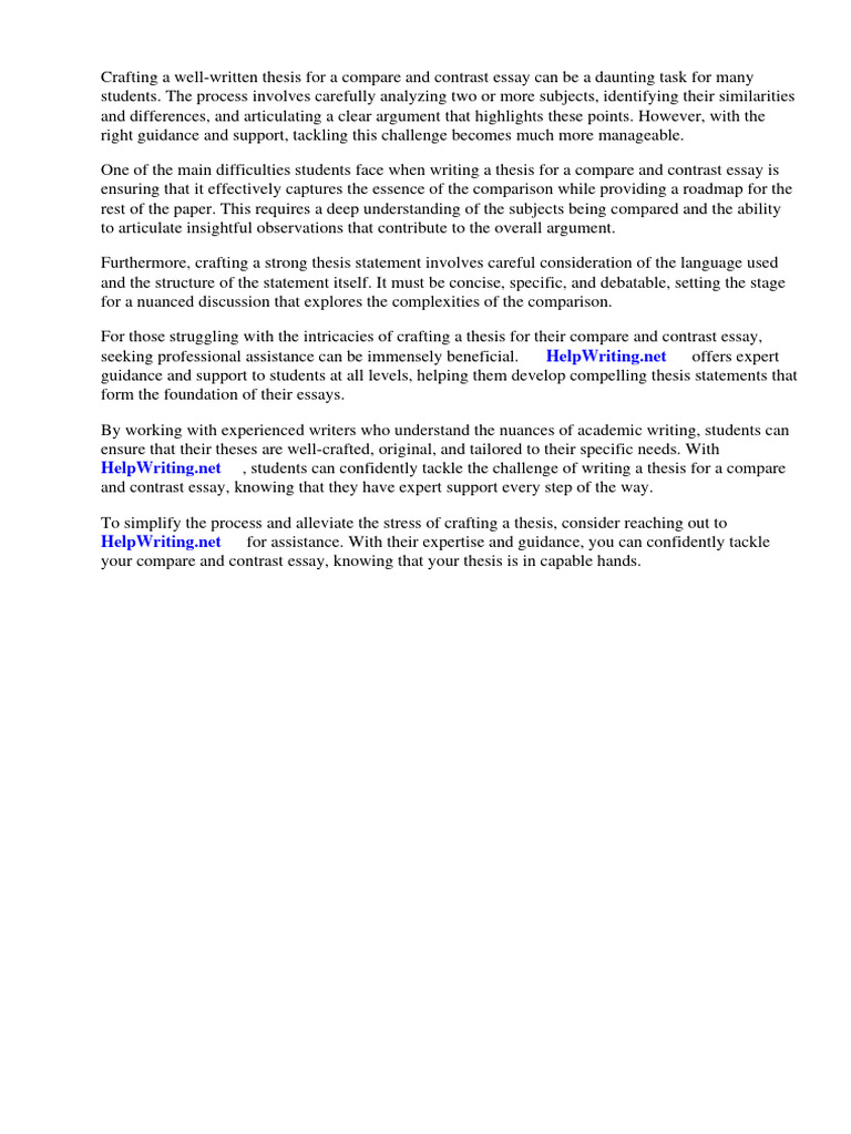 How To Write A Good Thesis For A Compare and Contrast Essay | PDF ...