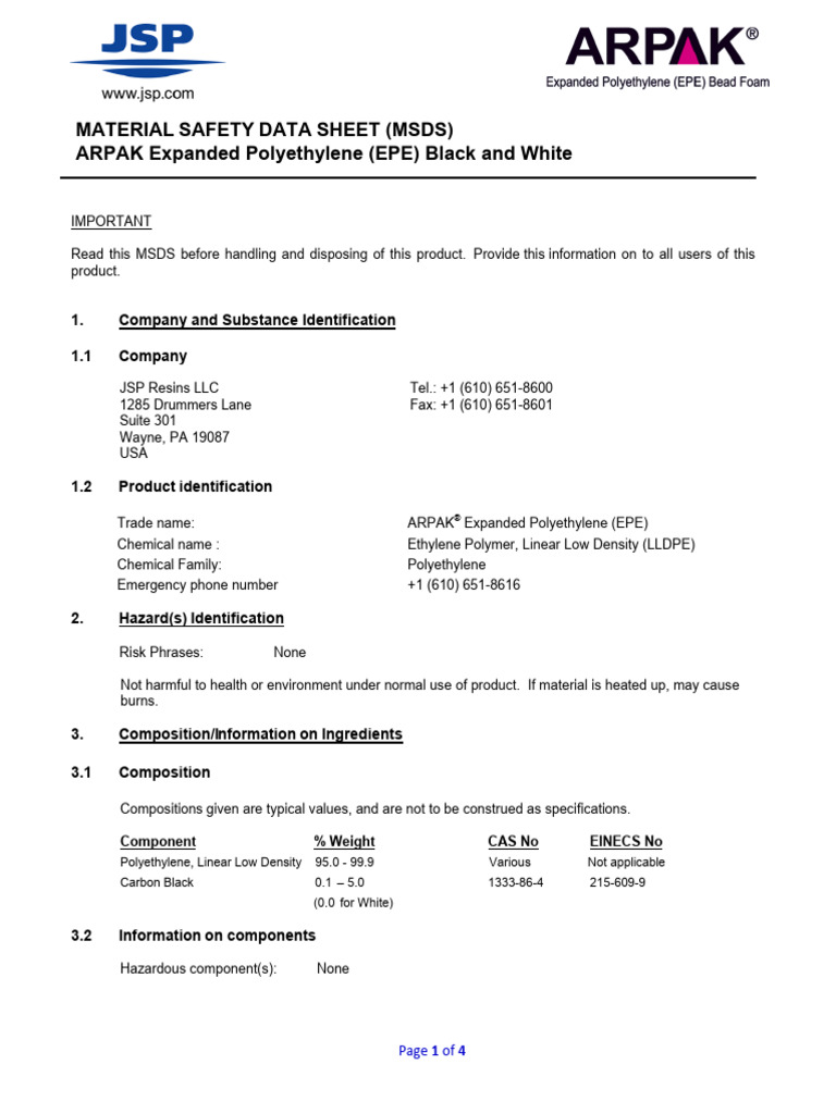 MSDS Epe | PDF