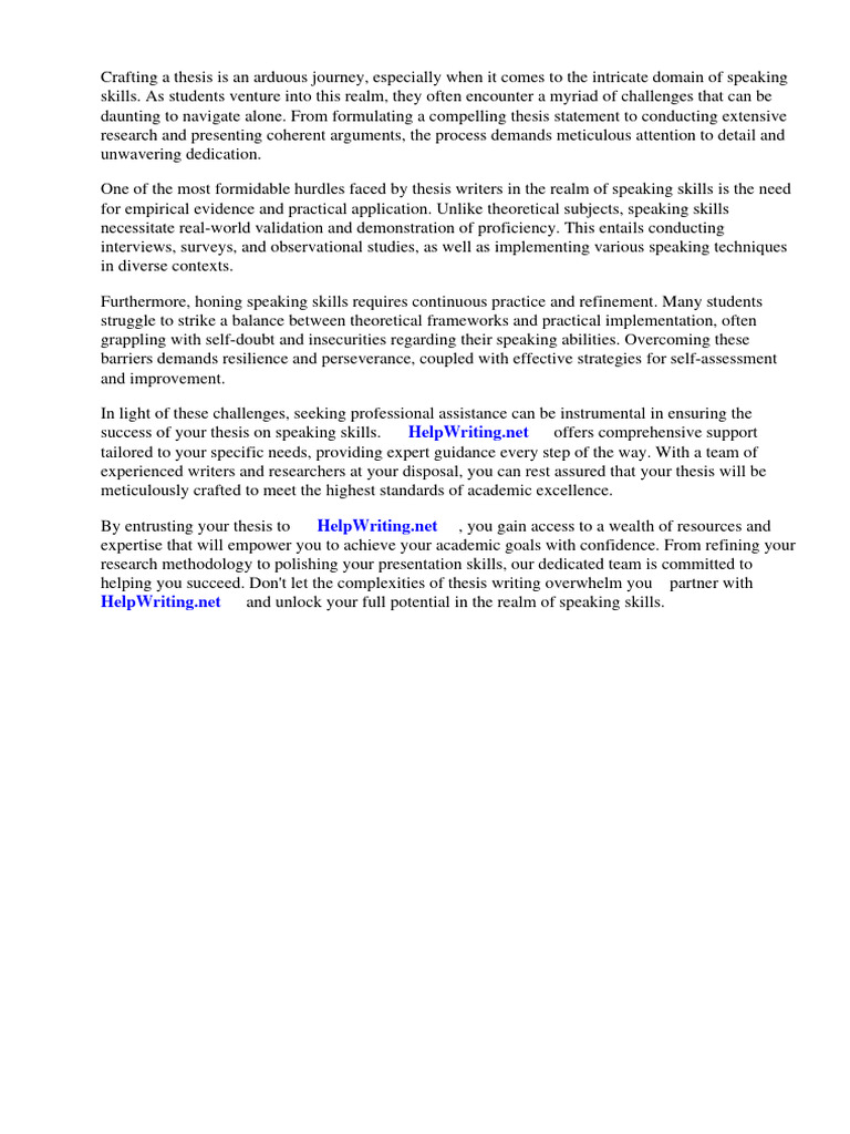 Thesis Speaking Skills | Download Free PDF | Learning | Classroom
