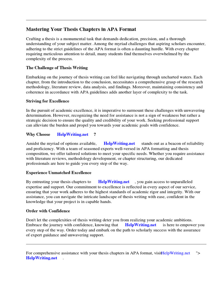 Thesis Chapters Apa | PDF