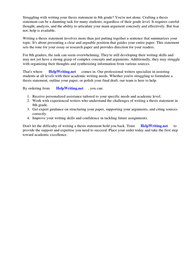 Writing A Thesis Statement 8th Grade | PDF