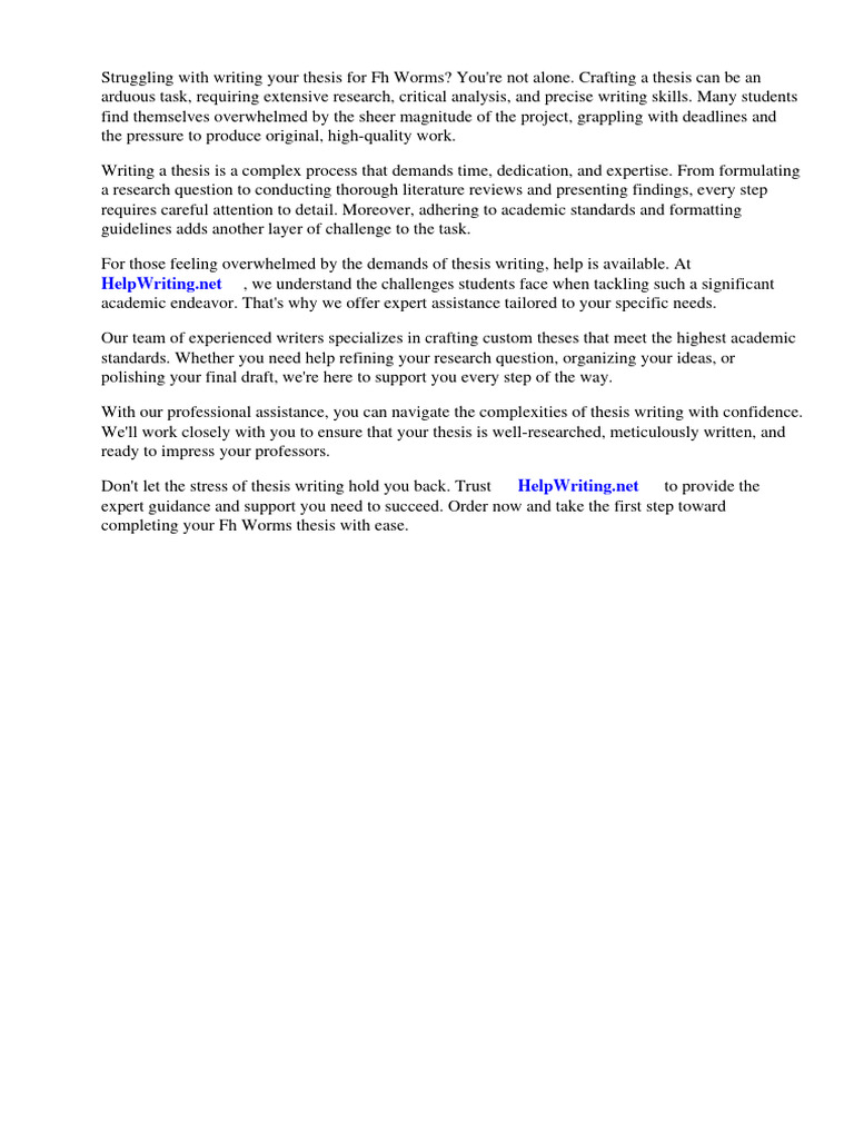 FH Worms Thesis | PDF | Cognition