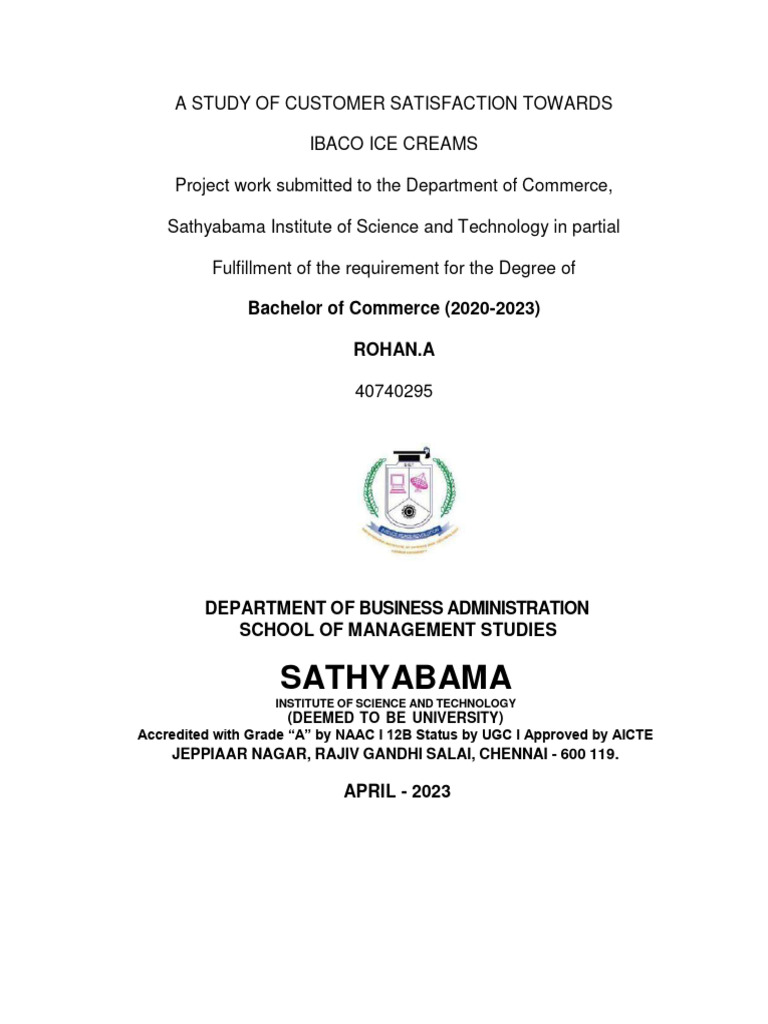 Bcom Bcom Batchno 42 | PDF | Ice Cream | Customer Satisfaction