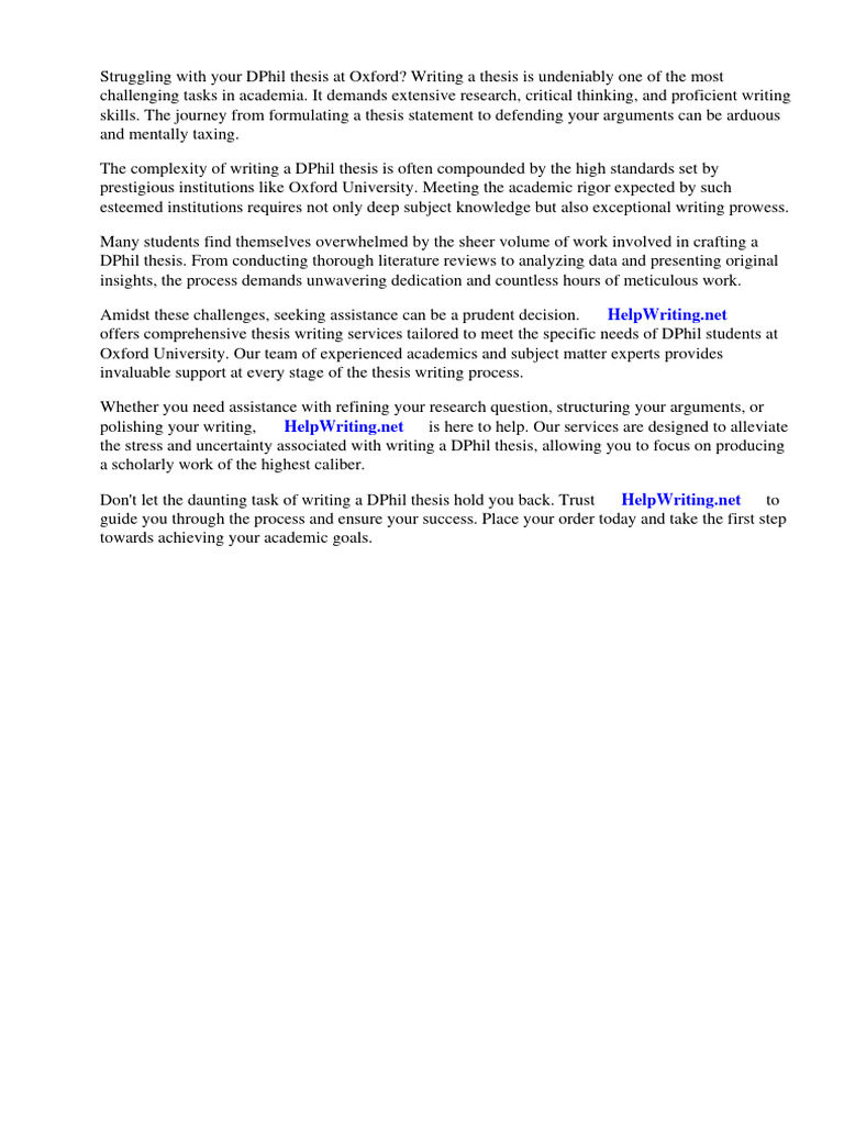 Dphil Thesis Oxford | Download Free PDF | Thesis | Doctor Of Philosophy