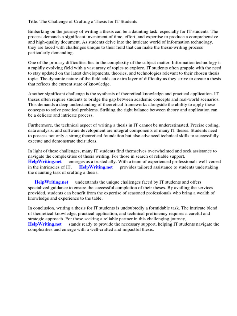 Sample Thesis Title For It Students | PDF