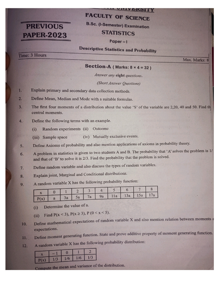 Stats Model Paper 2023 | PDF